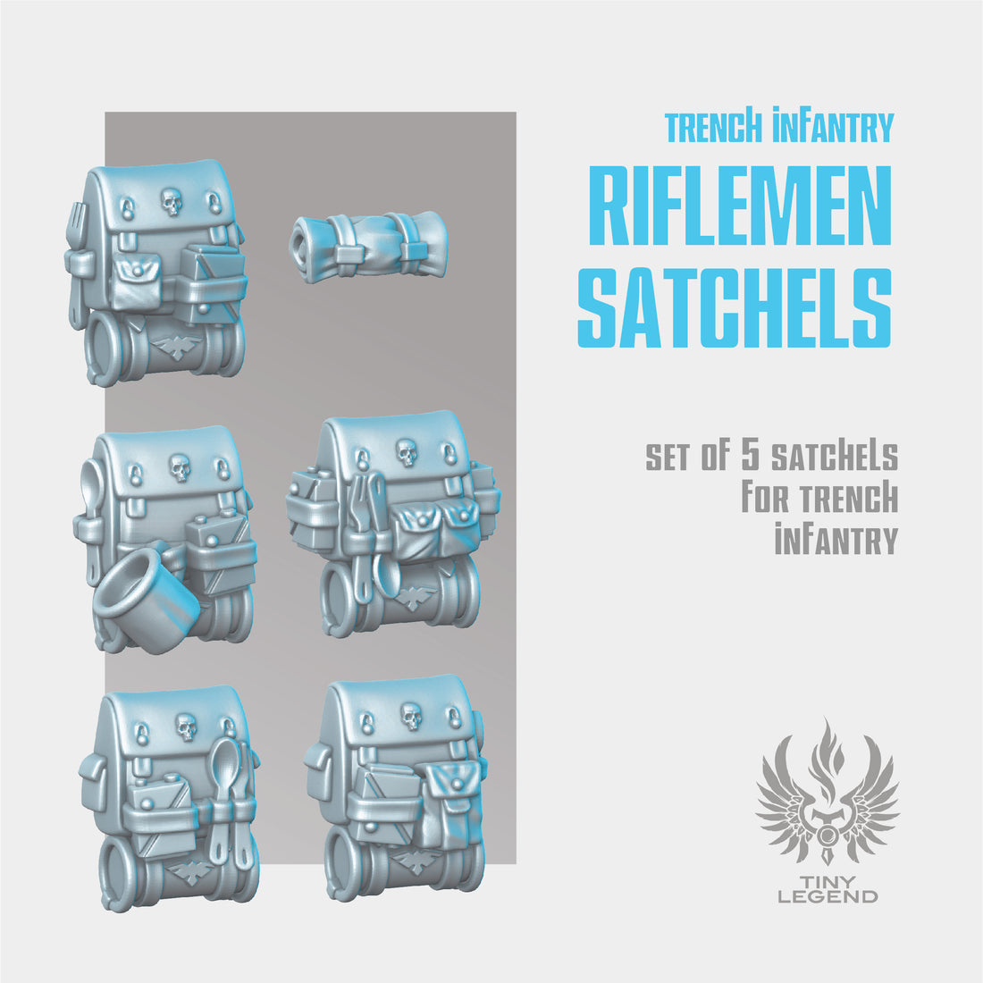 Infantry Riflemen Satchels STL – Tiny Legend